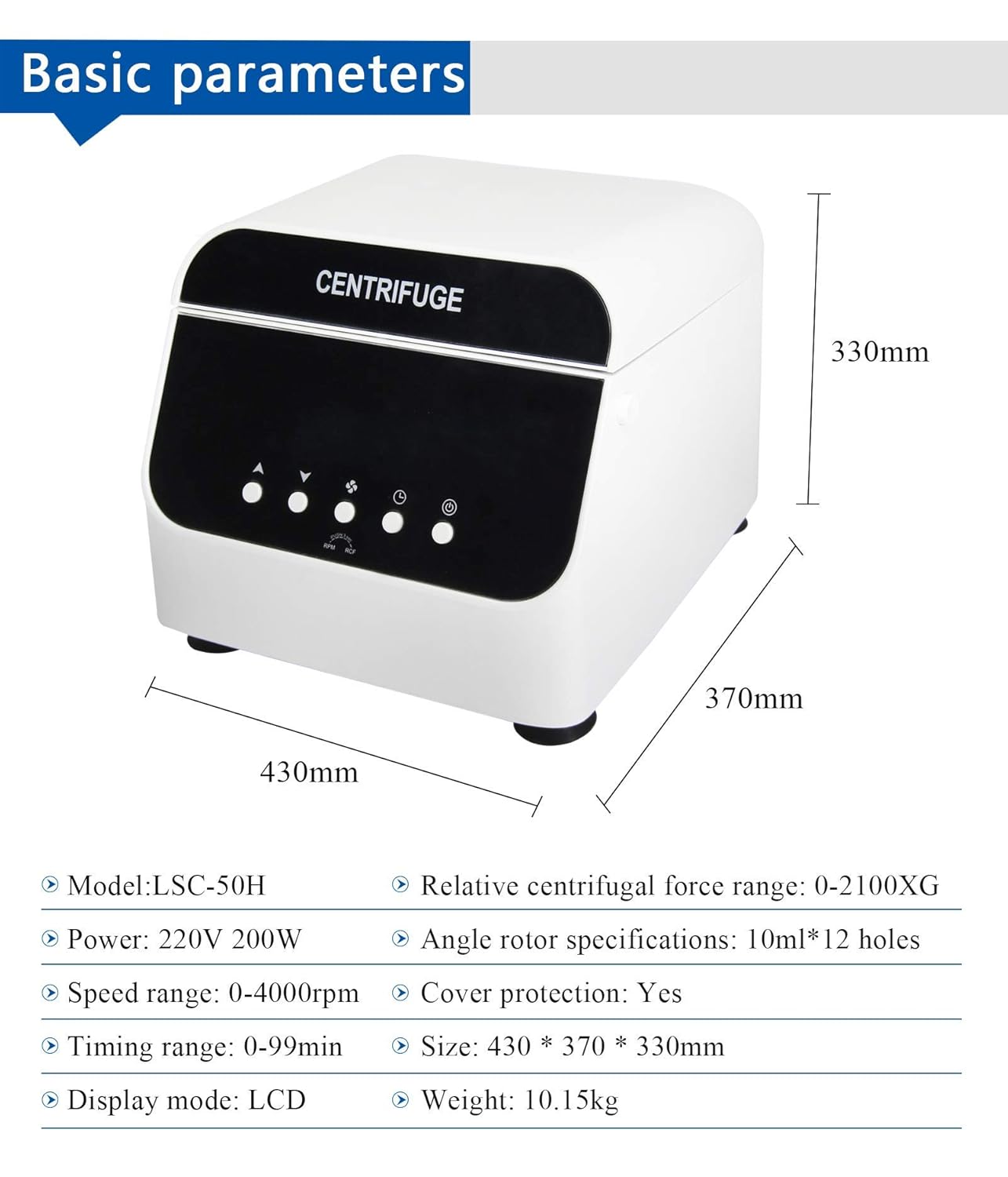 YUCHENGTECH Centrifuge Lab Centrifugal Machine Electric Low Speed Centrifuge Machine LCD 0-4000 ...