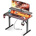 Amazon.com: MOTPK Small Gaming Desk with LED Lights & Power Outlets, 31 ...