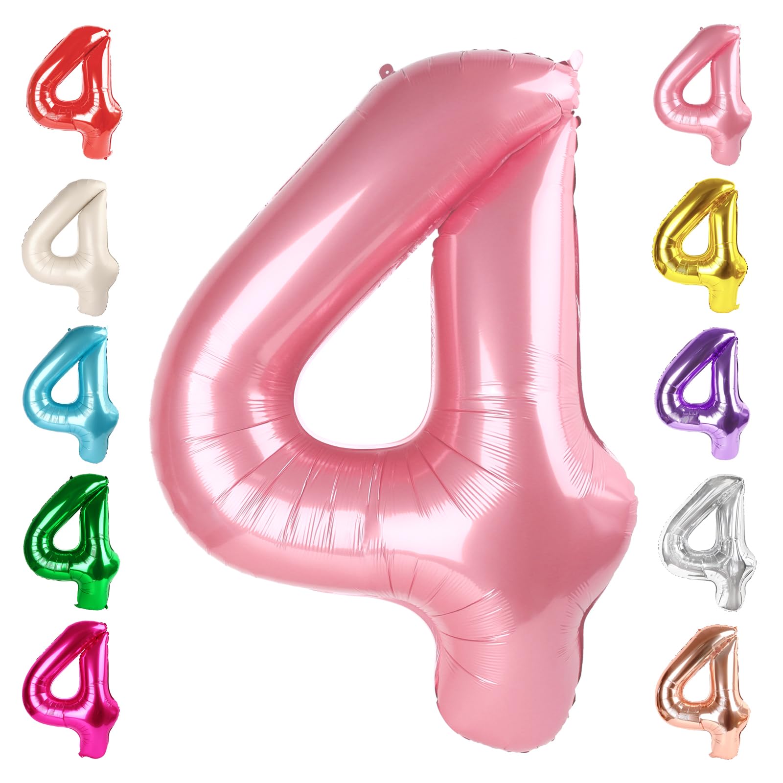 40 Inch Large Numbers Balloon, 4 Pearl Pink Ballon for 4th 14 40 44 ...