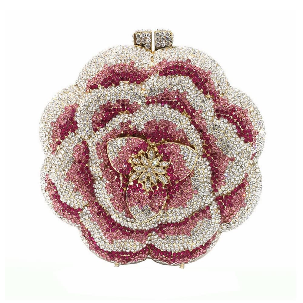 DJBM Round Shape Floral Rhinestone Evening Clutch Floral Crystal Clutch ...
