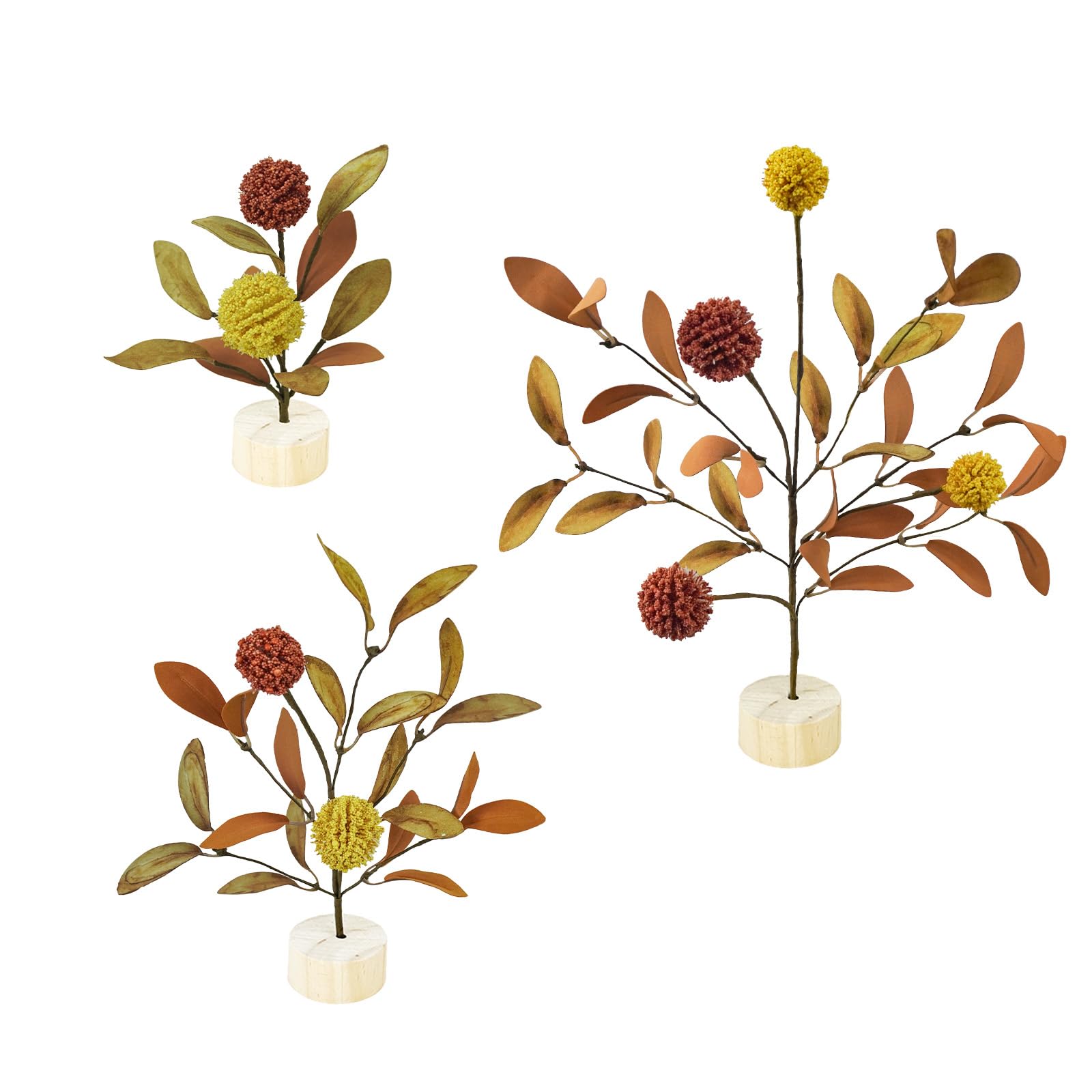 unlemoni 3 Pieces Small Artificial Fall Trees, Mini Village Fall ...