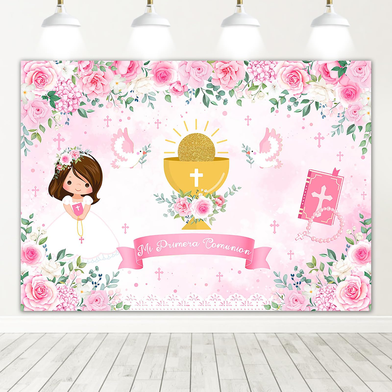 Mocsicka Mi Primera Comunion Backdrop First Holy Communion Backdrop ...