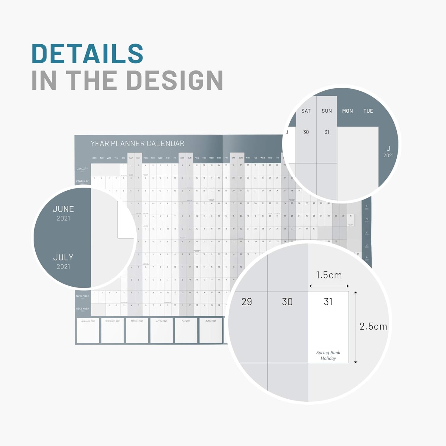 2021 Wall Planner by Clear Mind Concepts – Year Calendar A2 Size for ...