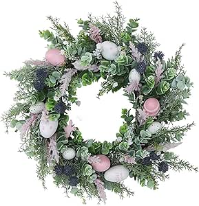 æ— Corona de huevo de Pascua, corona de Pascua de 30,48 cm con huevos ...