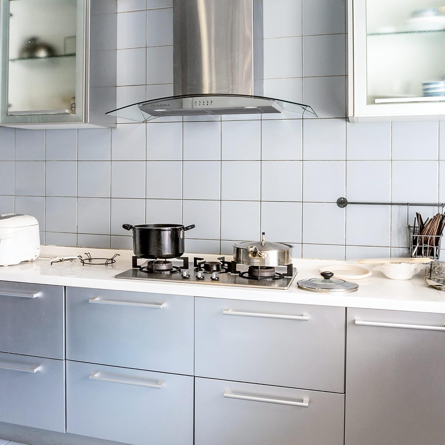 CIARRA CBCS9506B Canopy Cooker Hood 90cm 650m³/h Kitchen Extractor Fan ...