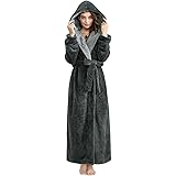 Long Hooded Robe for Women Luxurious Flannel Fleece Full Length ...