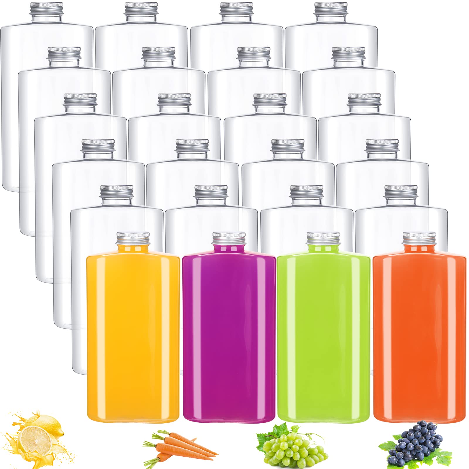 Mua 24 Pack Plastic Bottles with Caps, Clear Juice Bottles Flat Water ...