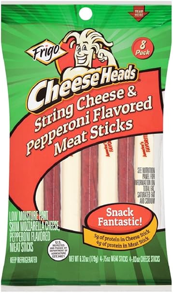 Frigo Cheese Heads, String Cheese & Pepperoni Stick, 8 Count: Amazon ...