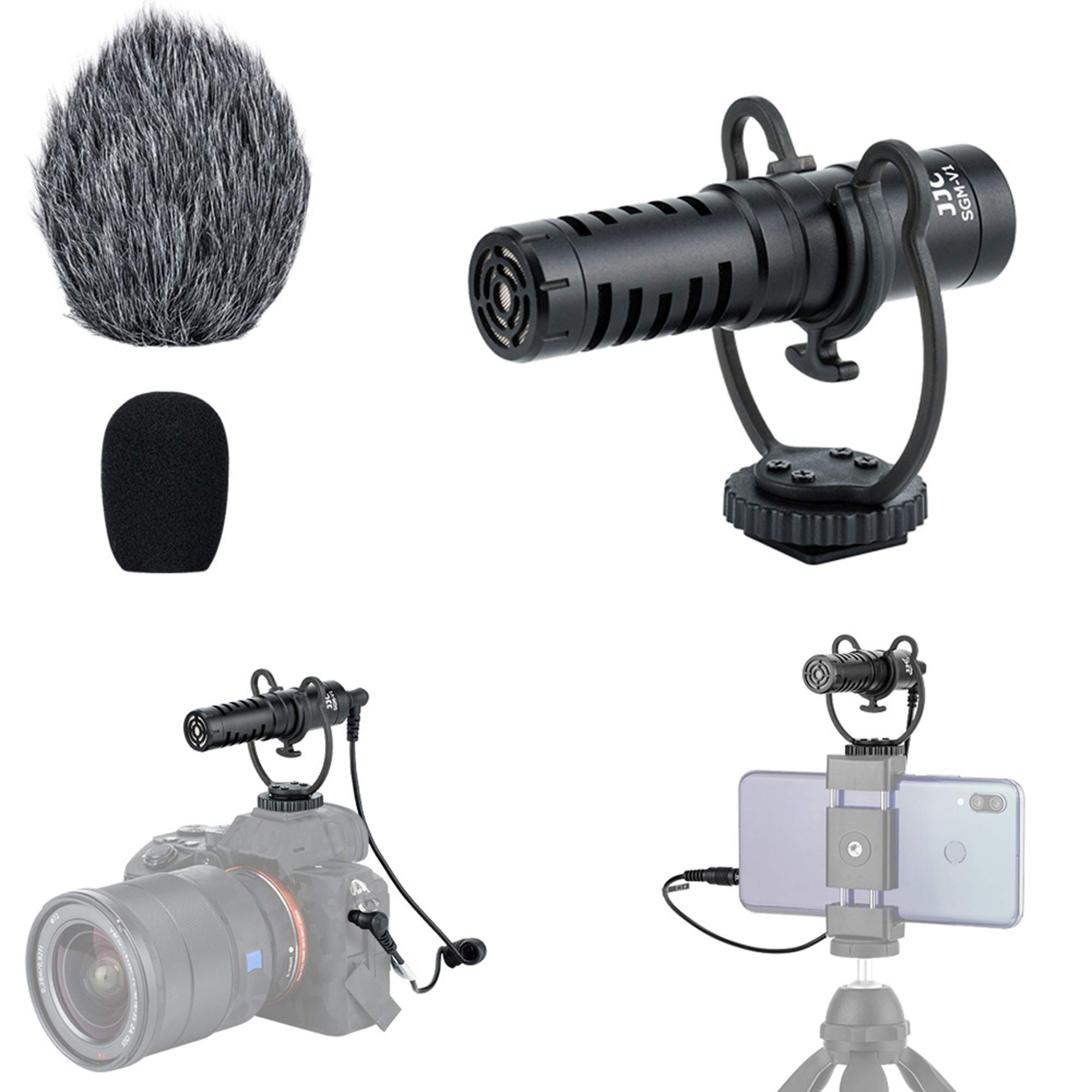JJC Camera Shotgun Microphone Mic for Canon PowerShot V1, EOS R RP R5 ...