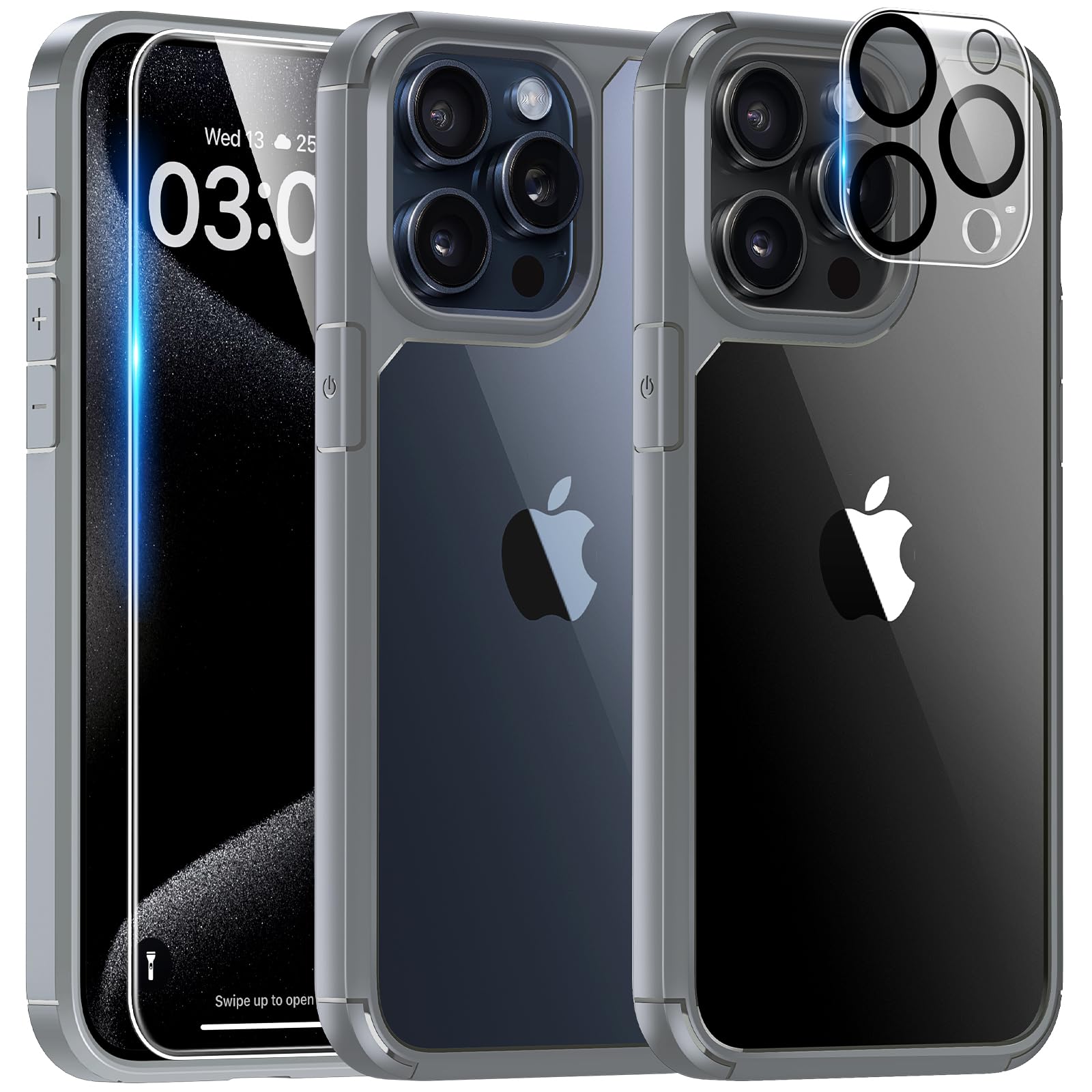 TAURI 5 in 1 for iPhone 15 Pro Max Case Gray, [Military-Grade Drop ...