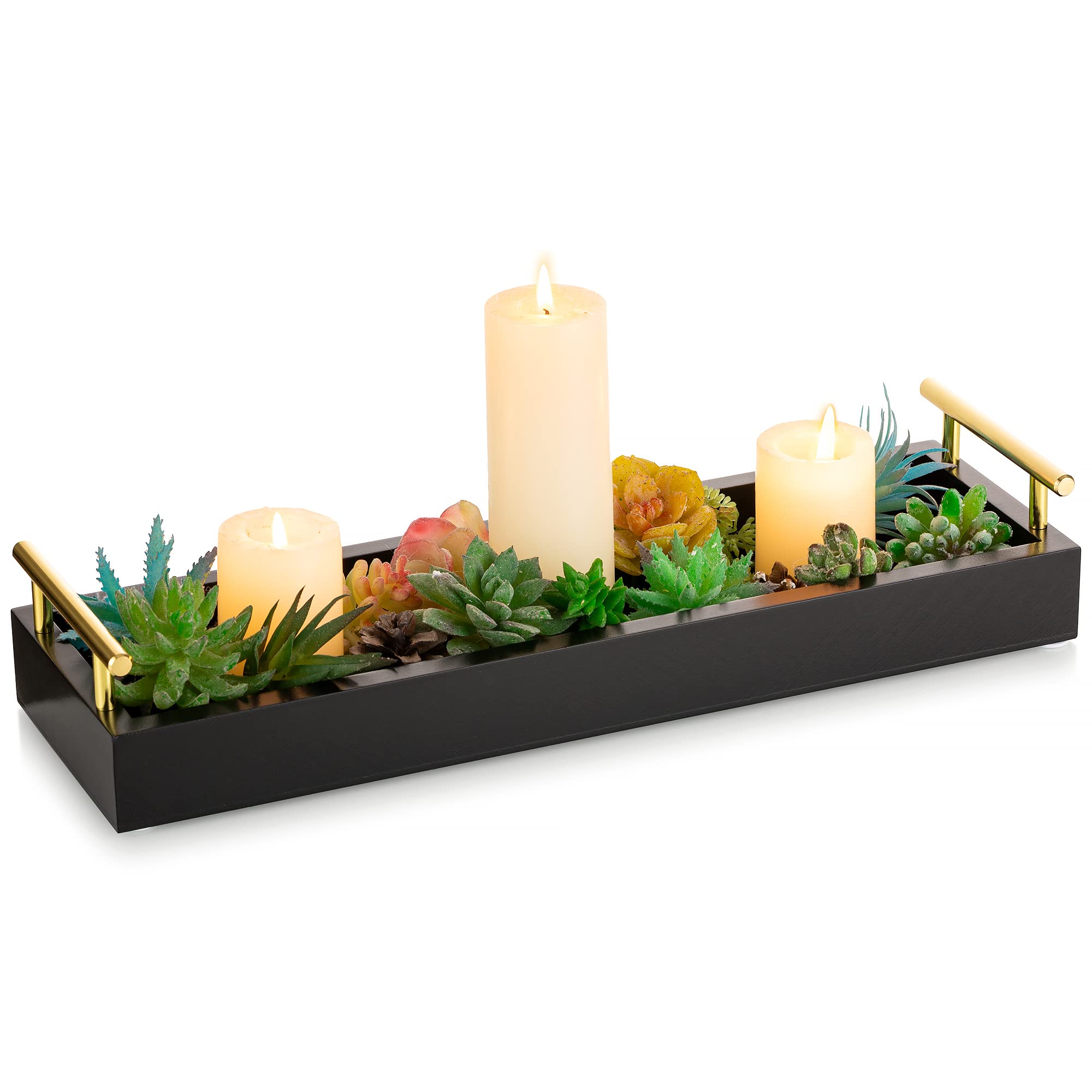 Hanobe Rectangle Long Narrow Tray: Decorative Trays Rectangular Candle Holder Trays for Home ...