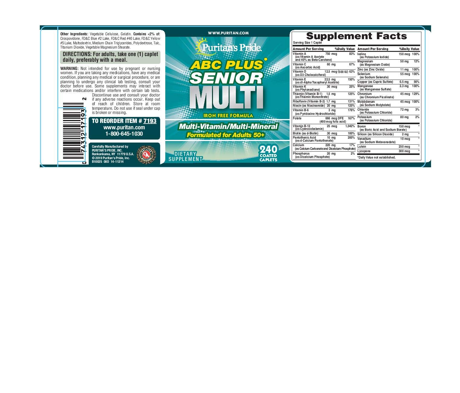 Mua Abc Plus Senior Multivitamin Multi-mineral Formula Caplets, 240 ...