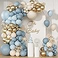 Amazon.com: 147pcs Dusty Blue Balloon Garland Arch Kit, Light Baby Blue Sand White Metallic Gold ...