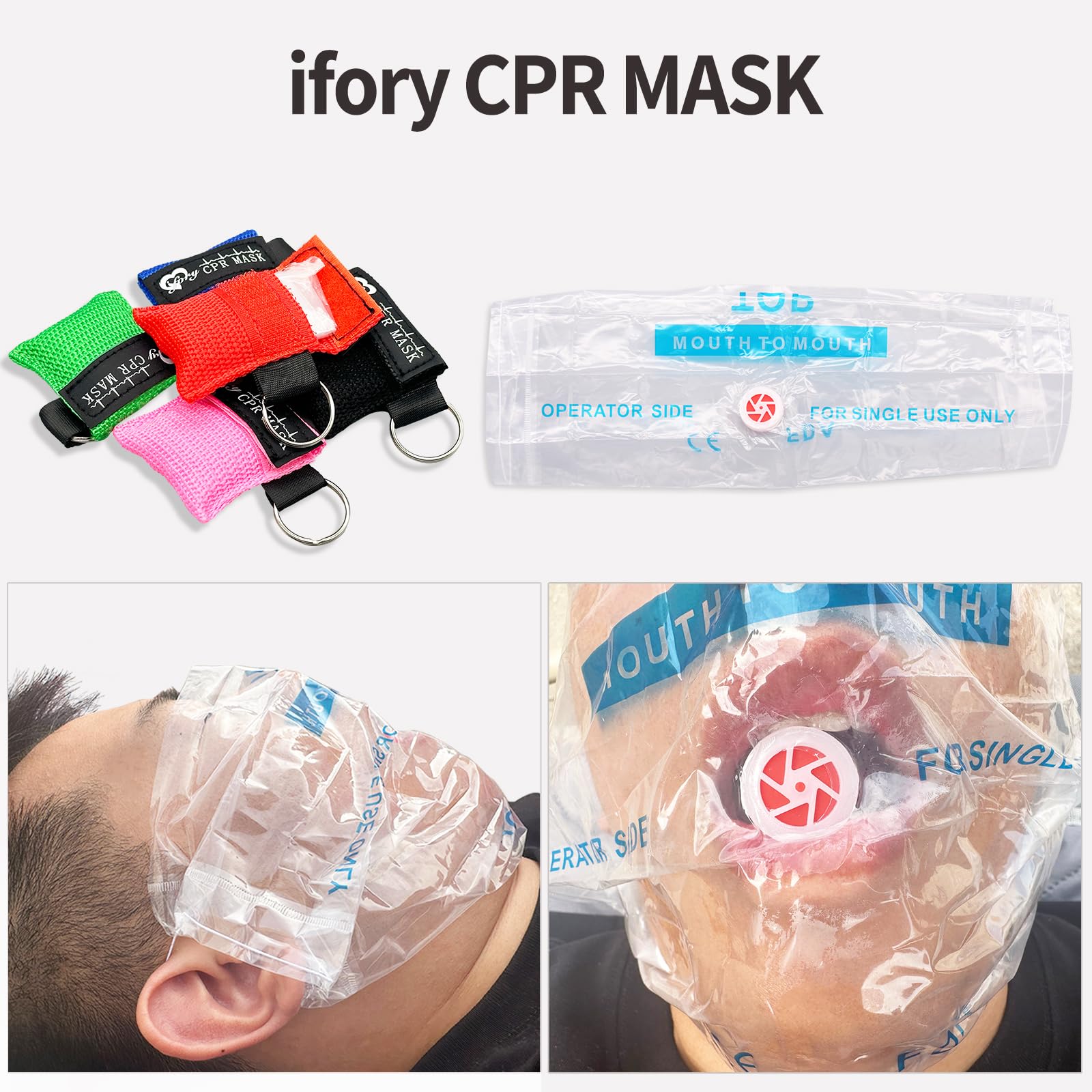 Mua 50 Packs CPR Pocket Mask Keychain, CPR Face Shield with One Way ...