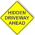 Hidden Driveway Ahead Diamond Aluminum Composite Outdoor Sign 15" x18 ...
