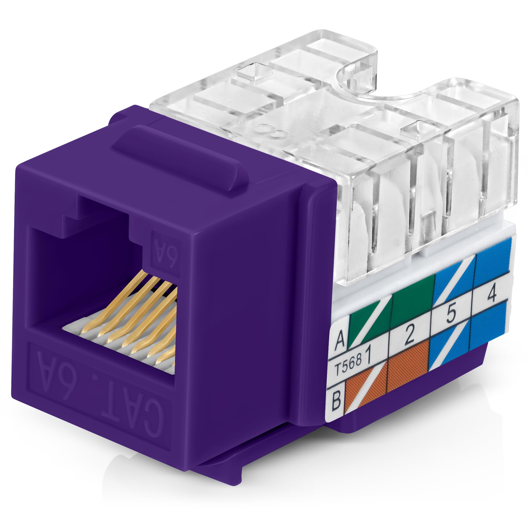 Everest 90° Angled RJ45 Cat6A Keystone Jacks 20-Pack in Purple - Slim ...