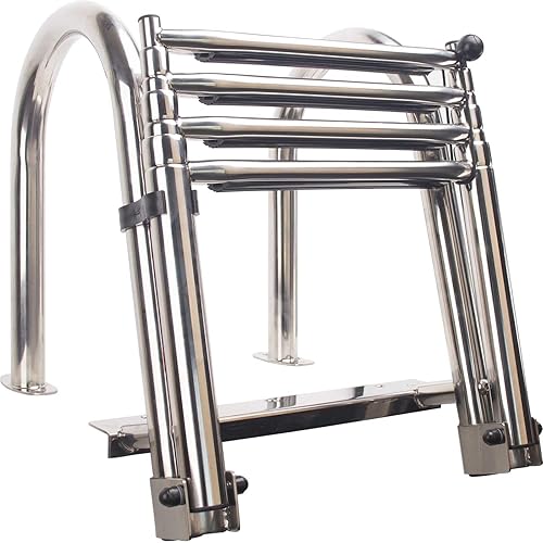 Mojiate 4-Step Stainless Steel Telescoping Dock Ladder for Pontoon ...