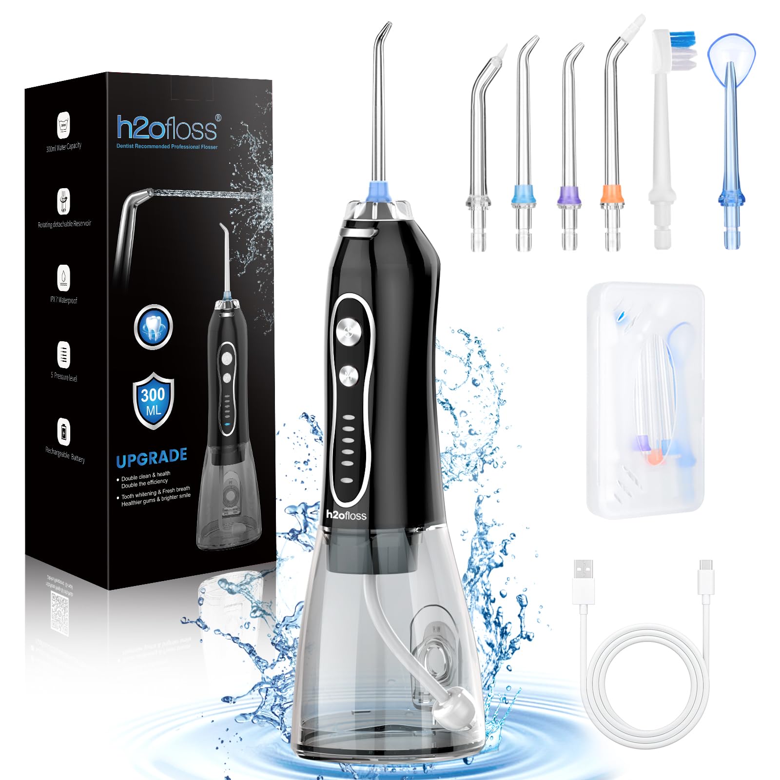 H2ofloss Water Dental Flosser Teeth Pick -Portable Oral Irrigator with ...