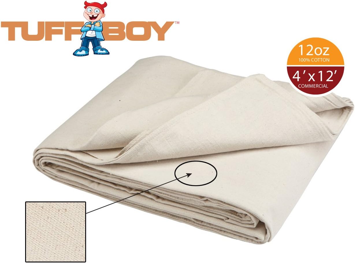 TuffBoy 12 OZ. HEAVY WEIGHT COTTON CANVAS ALL PURPOSE DROP CLOTH 4 FT ...