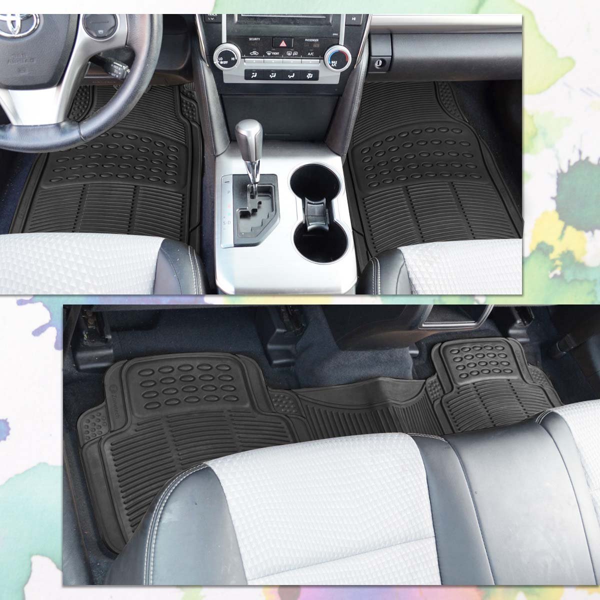Zone Tech All Weather Rubber Semi Pattern Car Interior Floor Mats – 3 ...