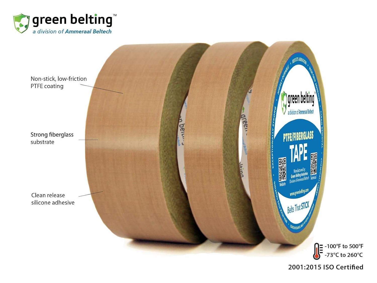 Green Belting PTFE Adhesive Tape | High Temp PTFE Coated Fiberglass ...
