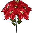 Amazon.com: ZYZEV Poinsettias Artificial Christmas Flowers 9.8" Large Heads 6 Pack 16.9" Bouquet ...