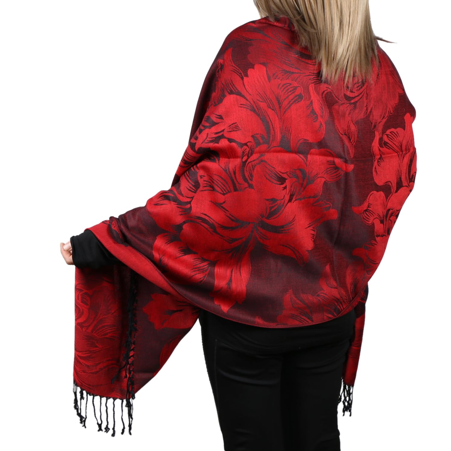 TZ Promise Women's Pashmina Shawls and Wraps Reversible Floral Flower ...