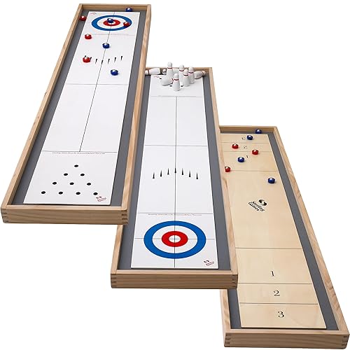 Sterling Games Tabletop Shuffleboard, Bowling and Curling 3 in 1 Combo ...