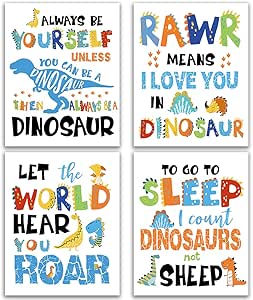 Amazon.com: Dinosaur Decor Gift, Inspirational Lettering Quote Wall Art ...