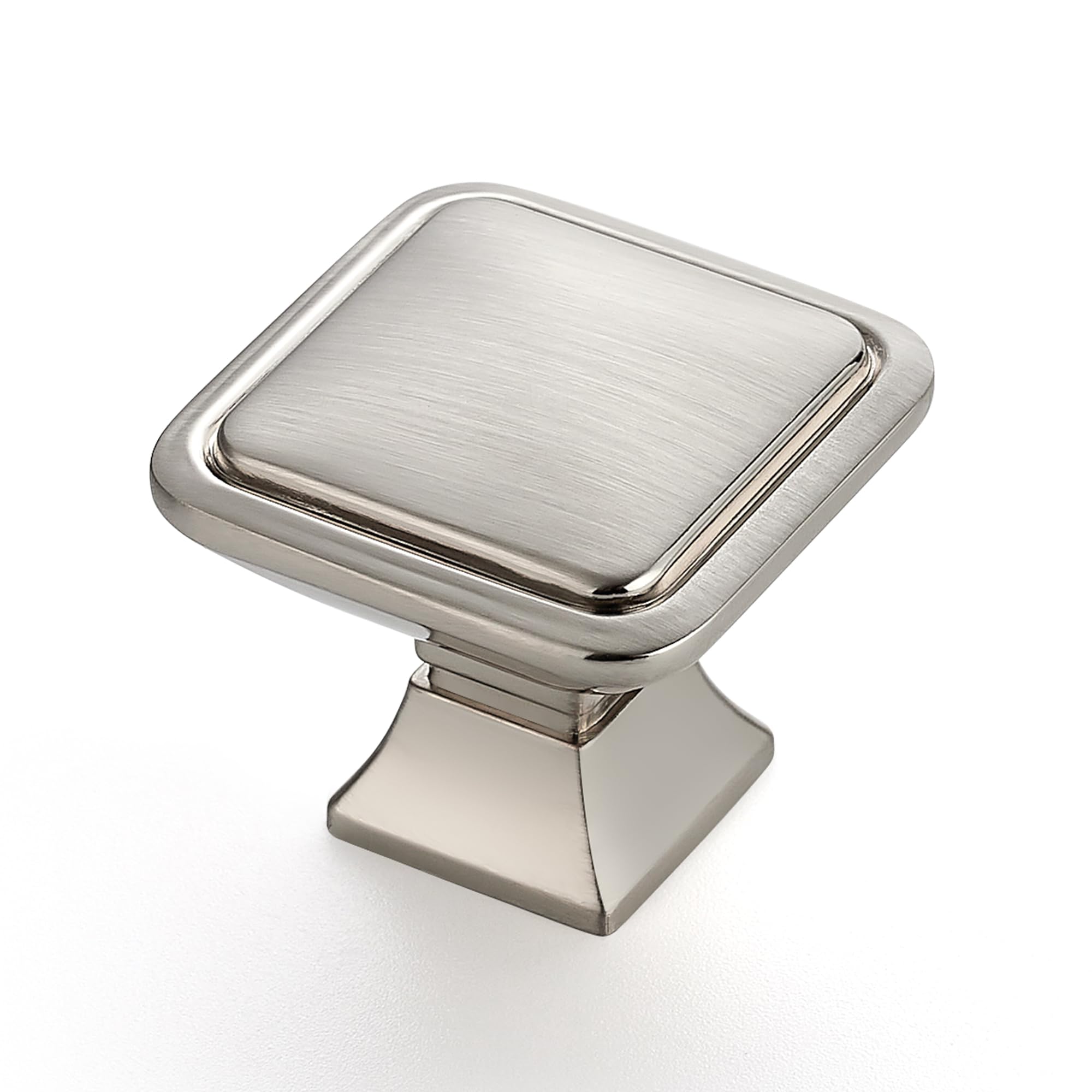 Ravinte 10 Pack Solid Single Hole Square Foot Cabinet Arch Knobs Kitchen Brushed Nickle Knobs ...