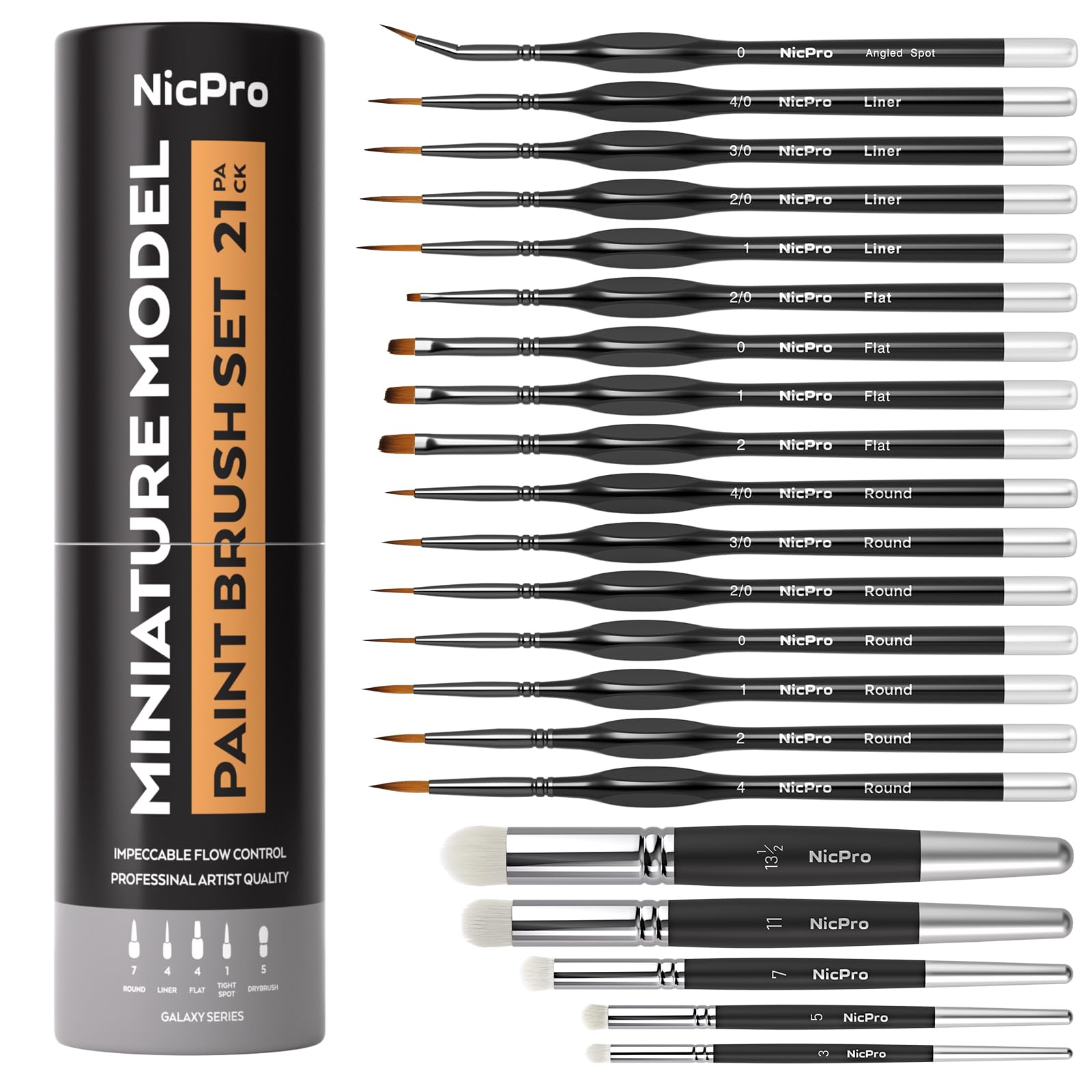 Nicpro Miniature Paint Brushes Drybrush - 21PCS Model Paint Brush Set ...