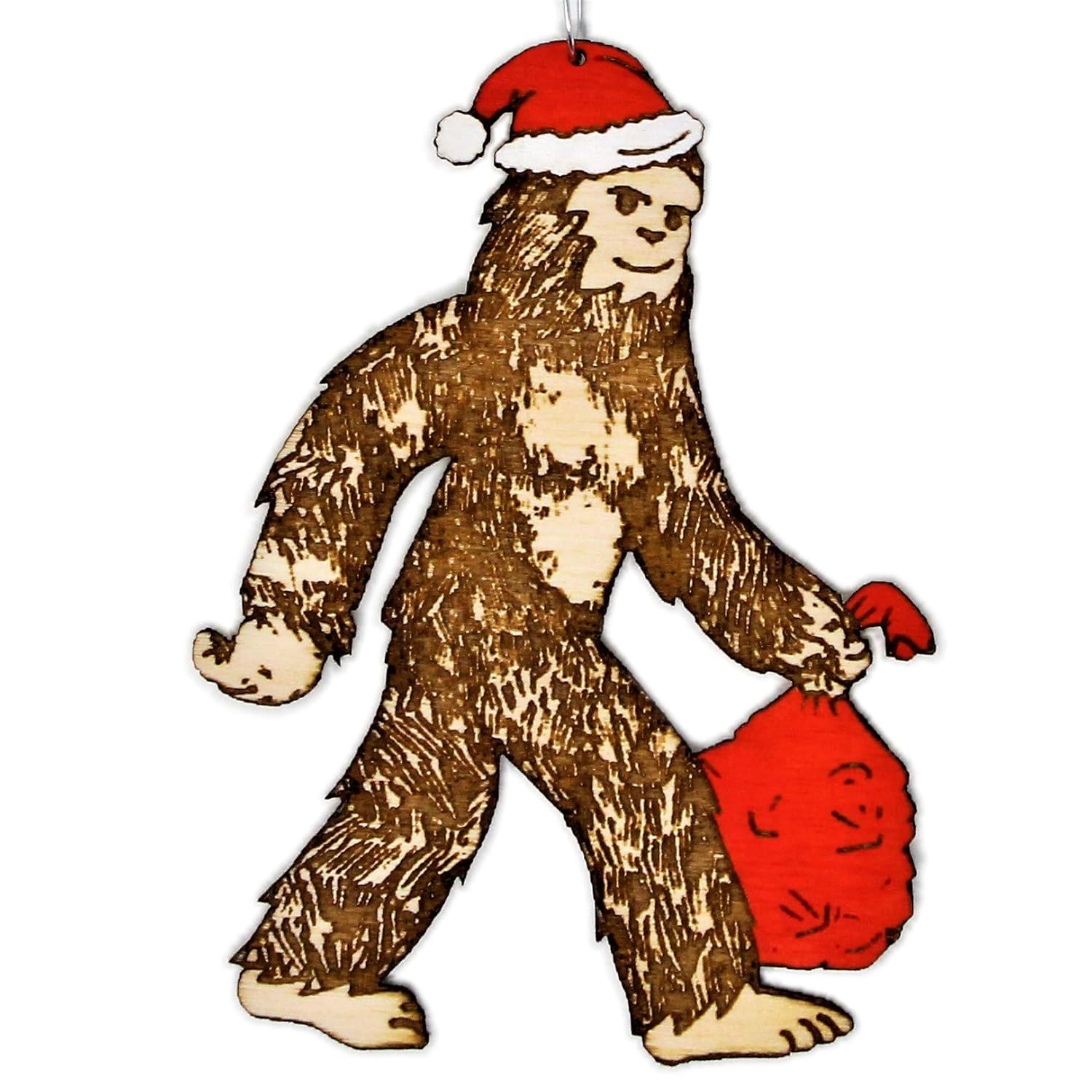Amazon.com: Santasquatch Christmas Ornament | Hand Made Bigfoot Santa ...