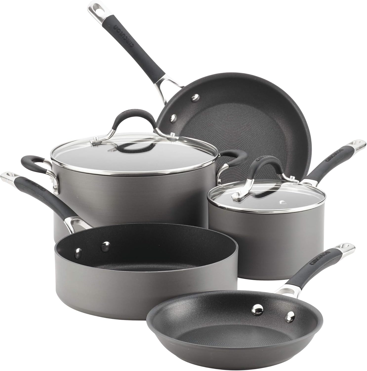 Circulon Momentum Hard-Anodized Nonstick 7-Piece Pots and Pans Set ...