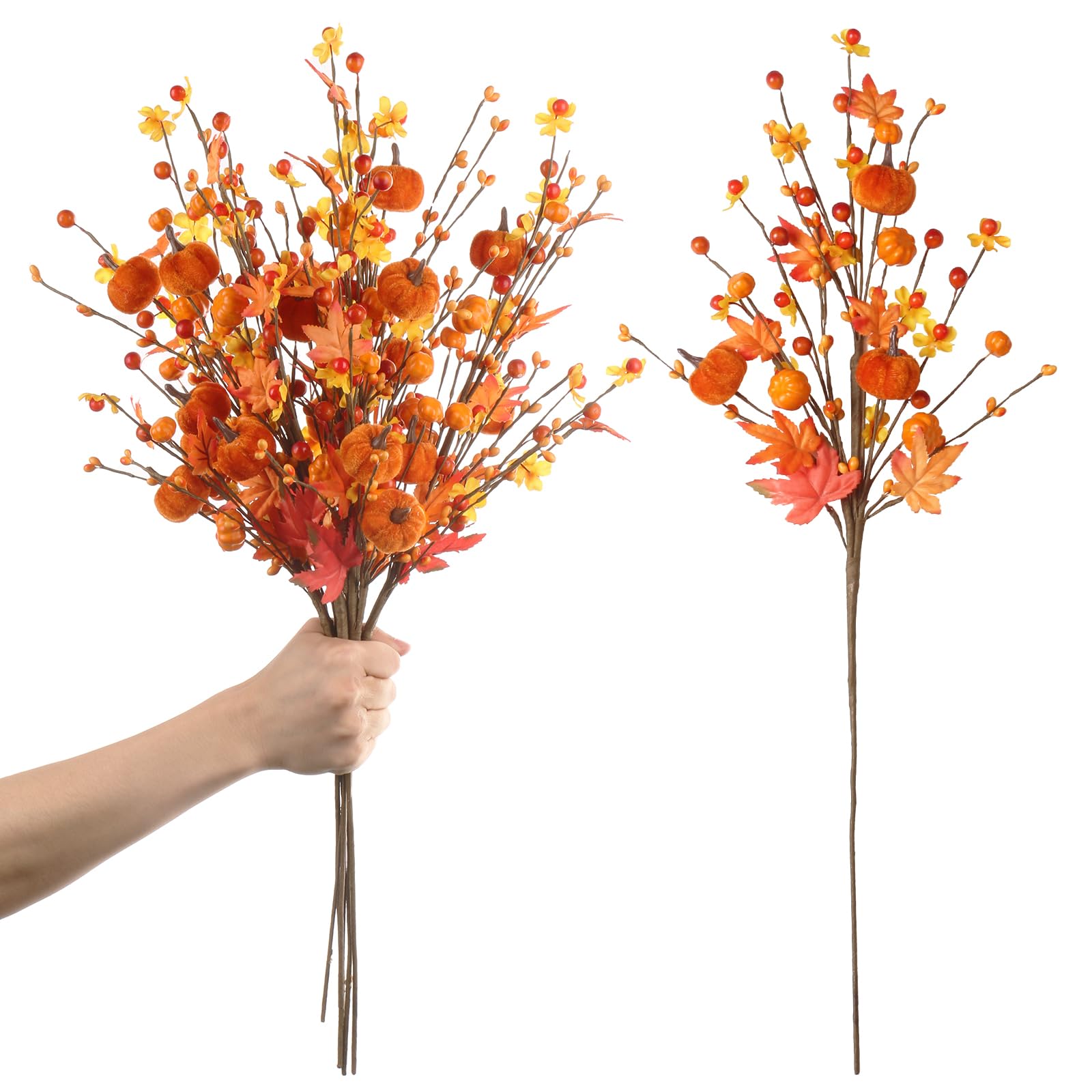 RoseCraft 4PCS Fall Decor, 19.5Inch Artificial Red Berry/Maple Leaf ...