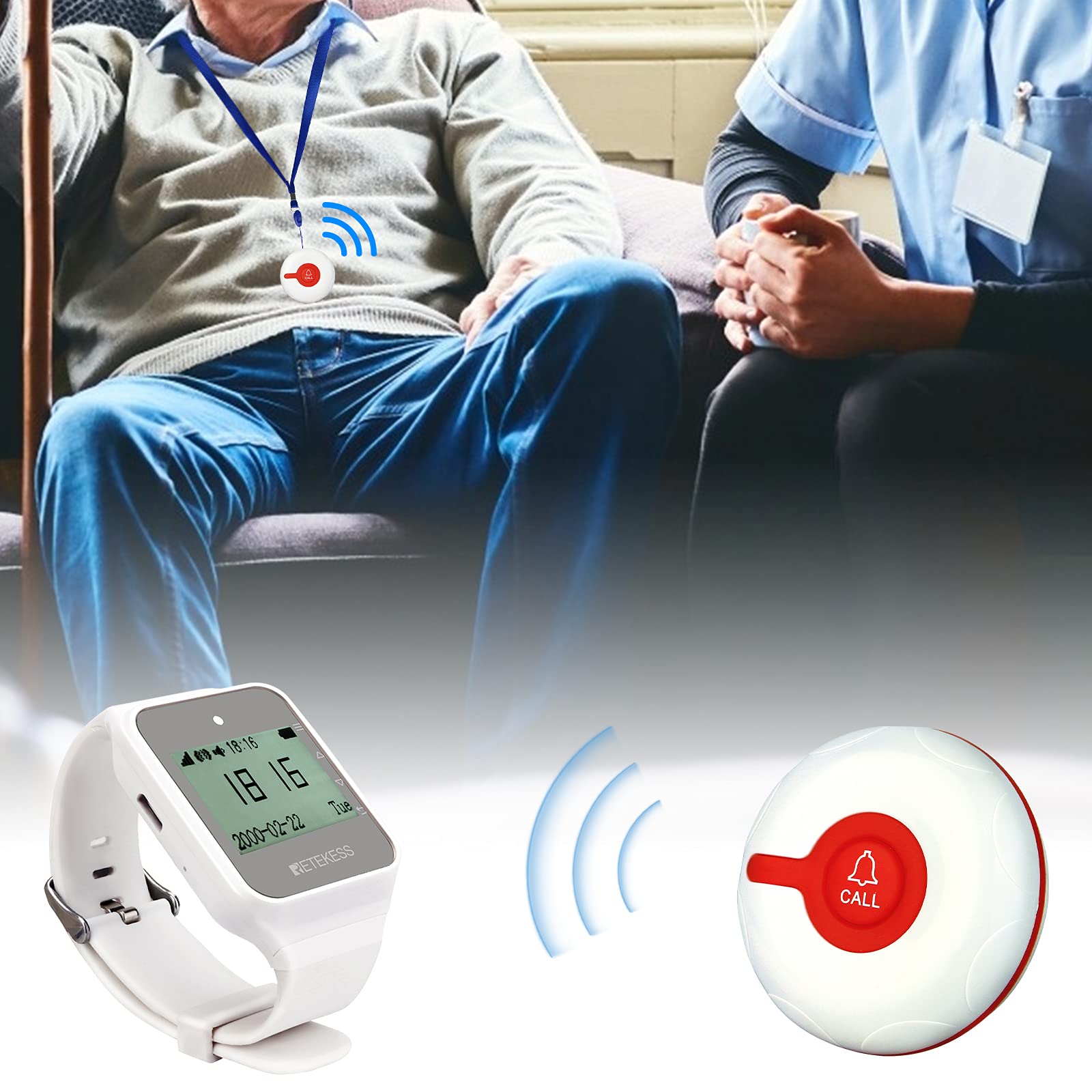 Mua Retekess TD108 Nurse Call Bell Alert System,Caregiver Pager,Smart ...
