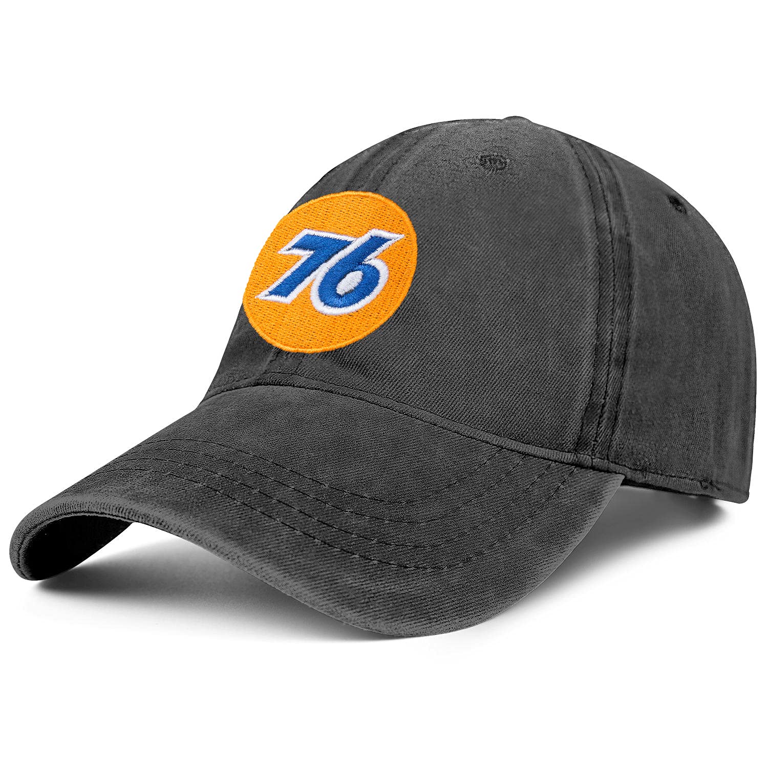 Men Women Black Cap Baseball Cap 76-Gas-Station Denim Hat Adjustable ...