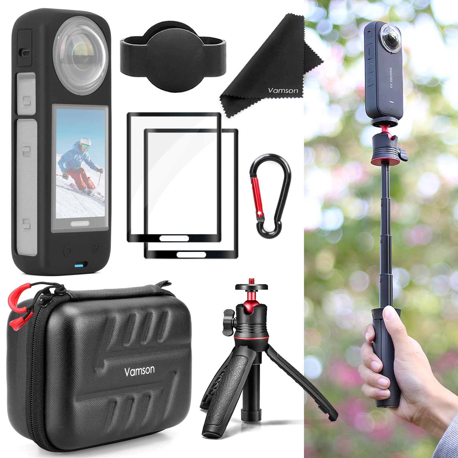 Vamson Accessories Kit for Insta360 X4 Action Camera, with Protective ...