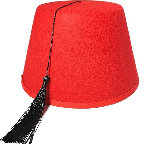Red Fez Hat Arabic Hat Turkey Hat Arabian Moroccan Bellhop Hat Usher ...