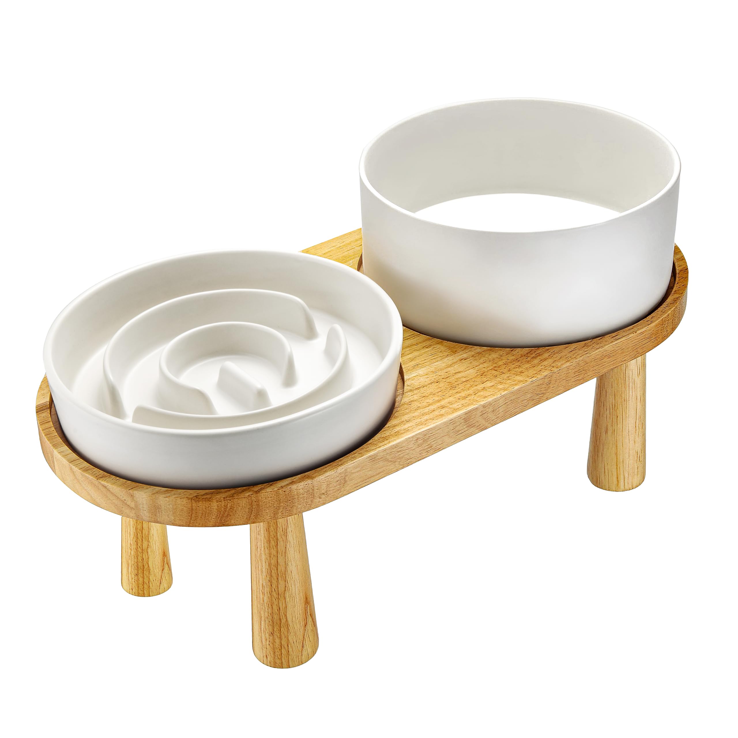 MOPANG Ceramic Slow Feeder Dog Bowl and Water Bowl Set for Small Breed ...
