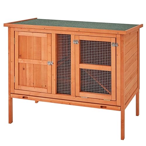 Esright Outdoor 47'' Rabbit Hutch Two Story Bunny Cage Indoor Wooden ...