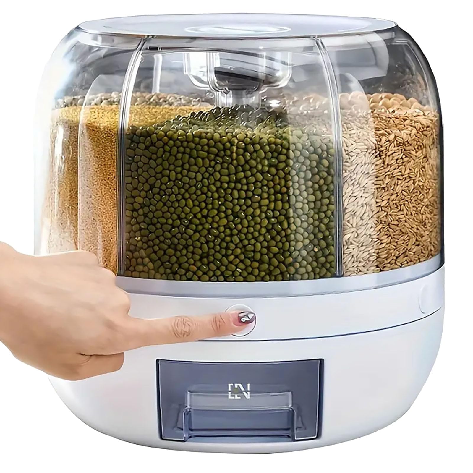 WYSYZJJ Rotating grain storage dispenser, 6-compartment rice and grain ...