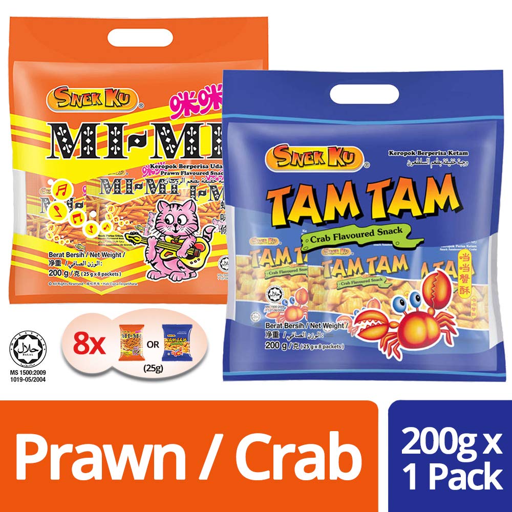 Buy Snek Ku Malaysia Tam Tam Crab Flavour Mimi Prawn Flavour Cri Halal ...