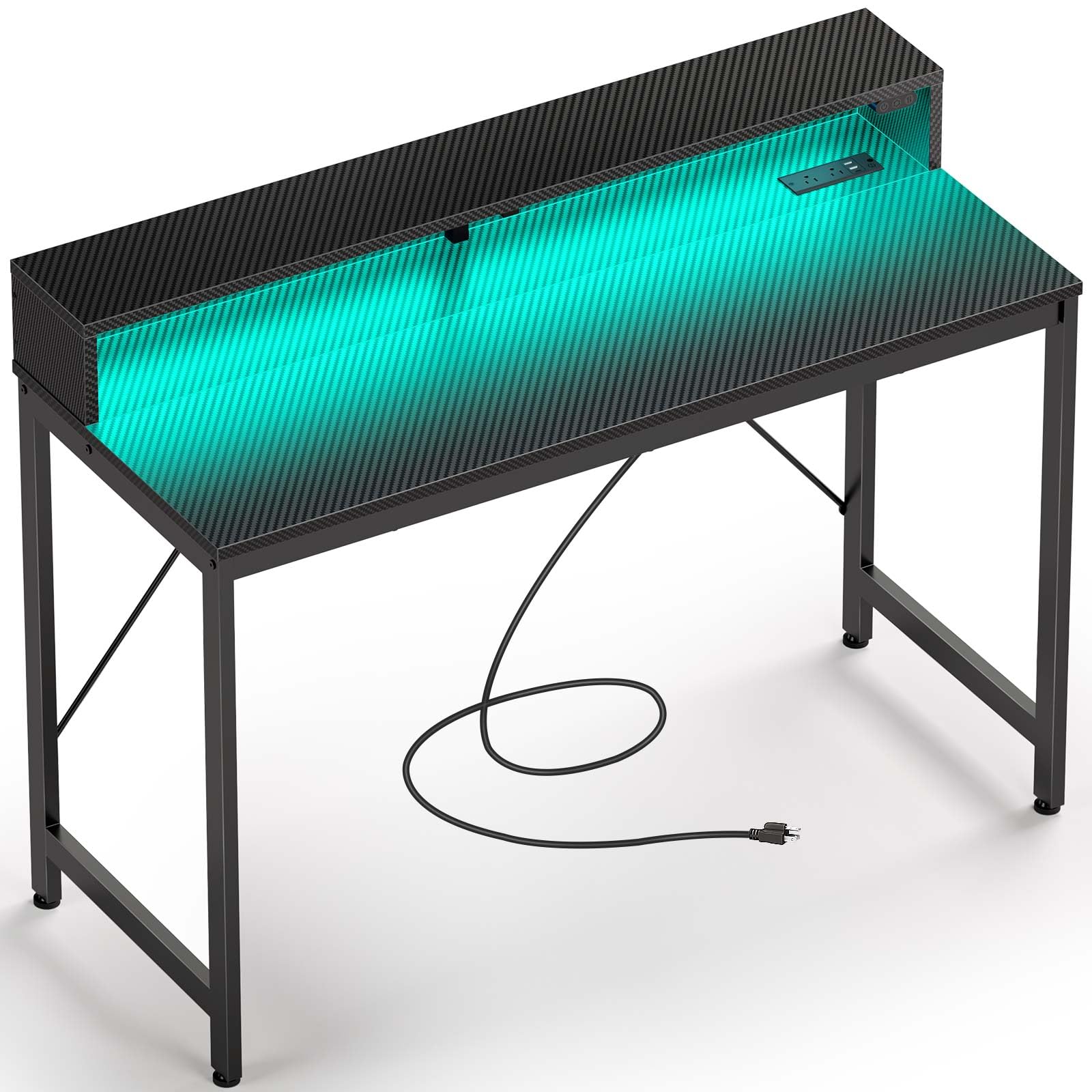 Mua Computer Desk 47 inch with LED Lights & Power Outlets, Home Office ...