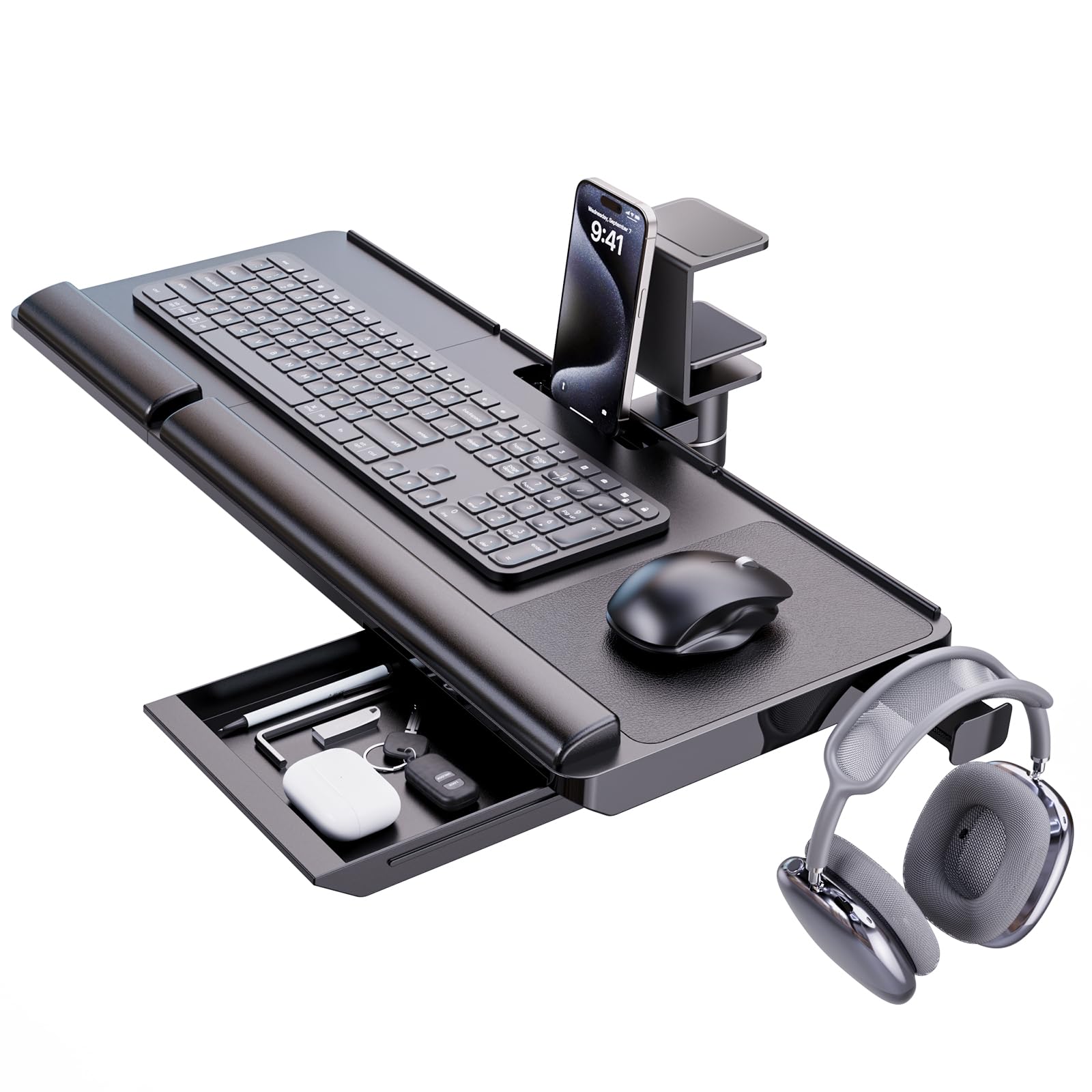 Klearlook Keyboard Tray Under Desk with 360° Rotation, Ergonomic ...
