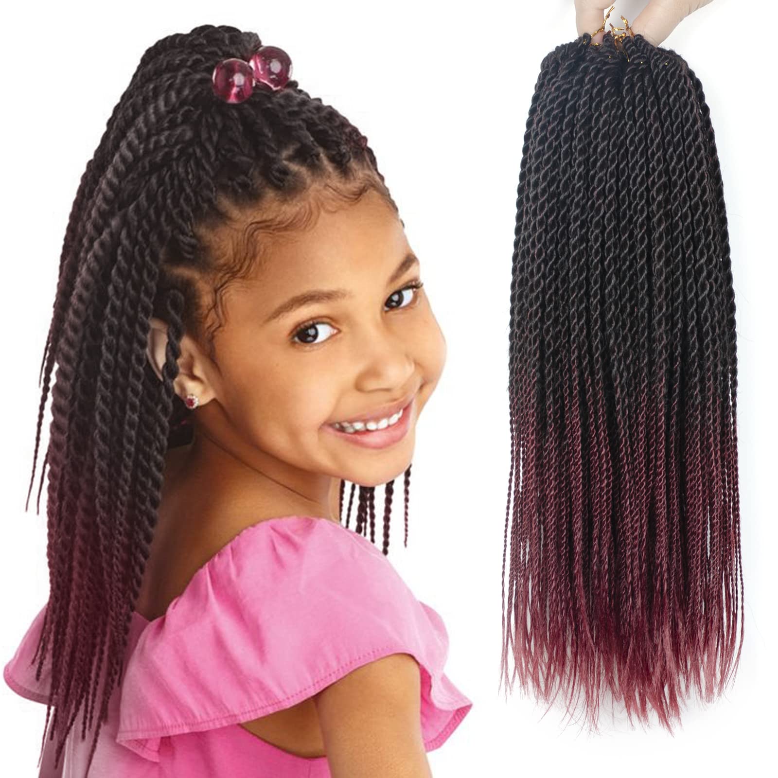 NAYOO Senegalese Twist Crochet Hair for Kids - 8 Packs 14 Inch Small Crochet Hair for Black ...