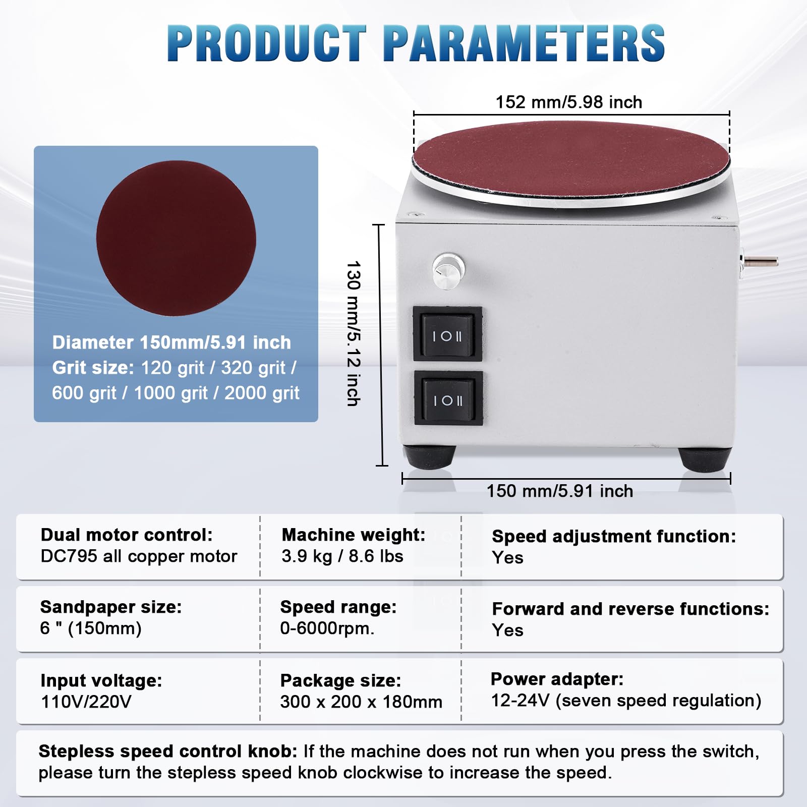 Mua 6 Inch Benchtop Disc Sander and 3 Inch Bench Grinder Machine for ...