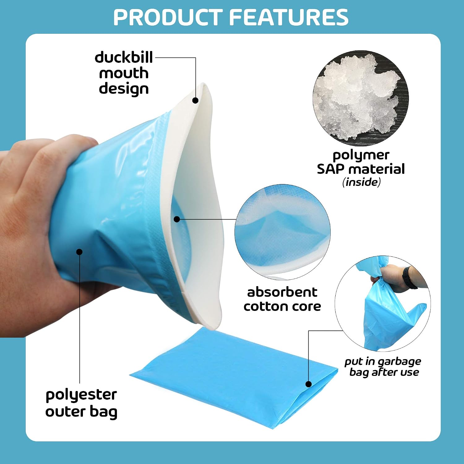 12 Disposable Urinal Wee Pee Urine Bags Camping Travel Driving ...