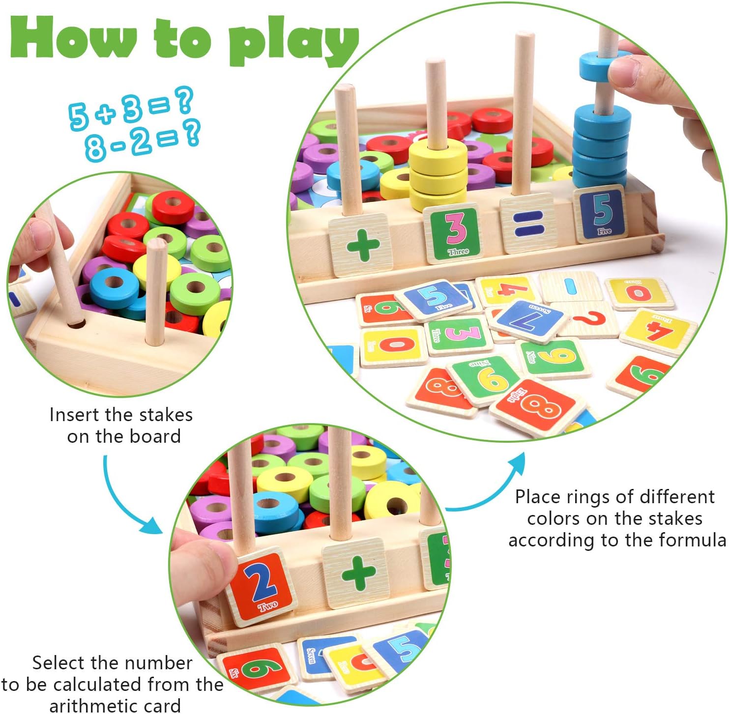 Lewo Wooden Puzzles Counting Toys Math Games STEM Toys Fine Motor ...