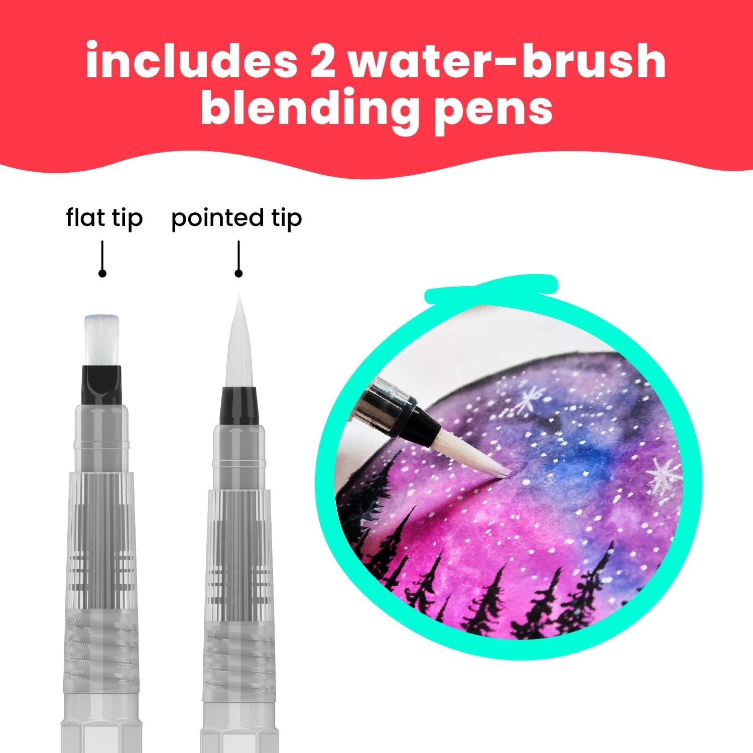 Watercolour Brush Pens | 58 Colours with 2 Blending Brush – Paint ...