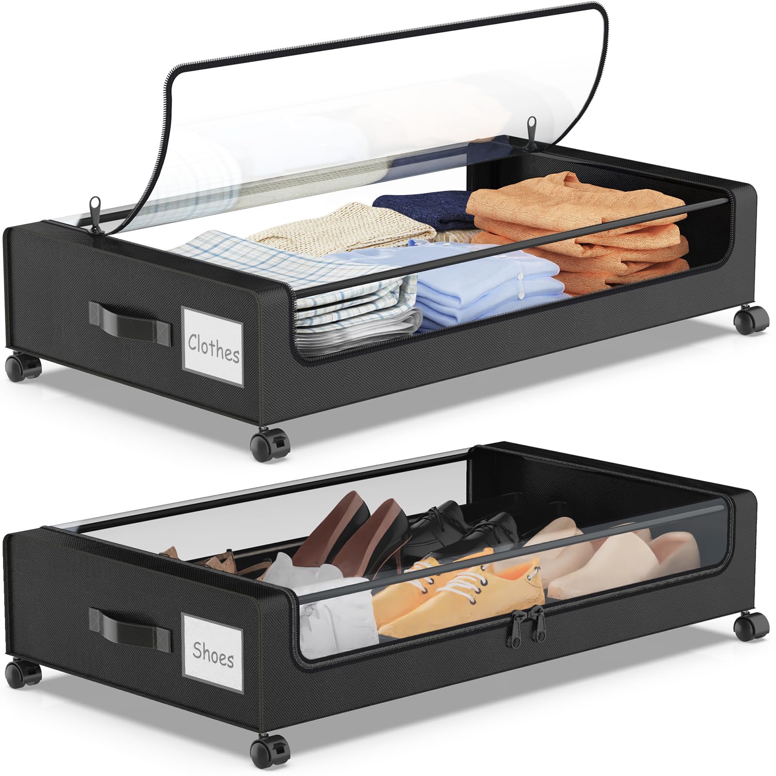 YAASHEEN Under Bed Storage with Wheels, XXL 60L Under Bed Storage ...